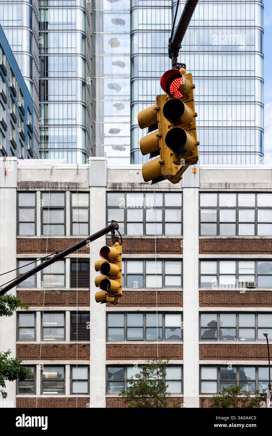 Traffic light with Soho buildings in New York in background Stock Photo ...