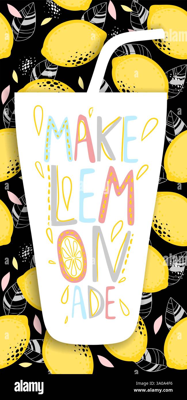 Lemonade poster, flyer, card design with lettering. Vector EPS Stock ...