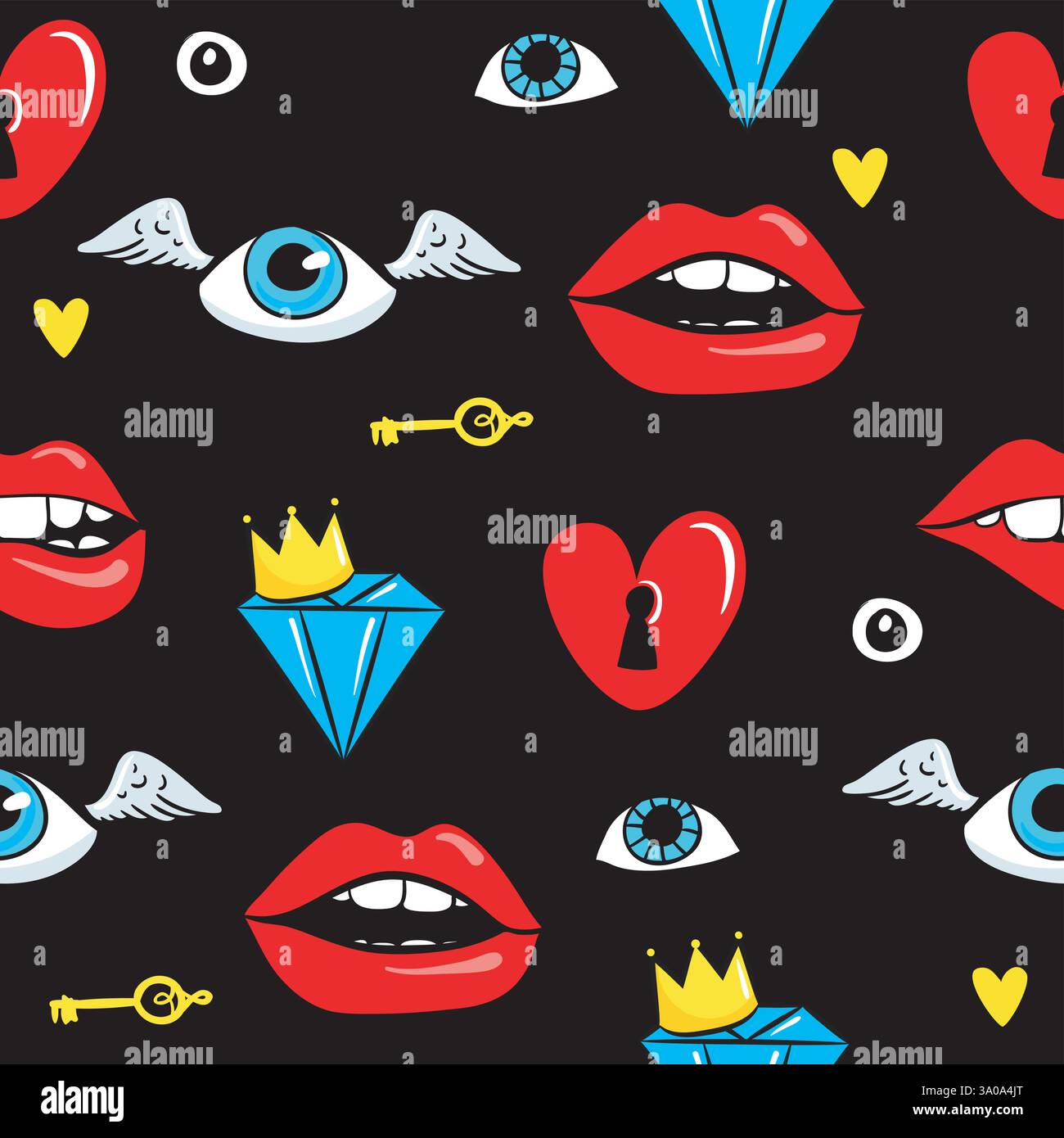 Fashion patch badges with lips, seyes, diamonds and other elements ...
