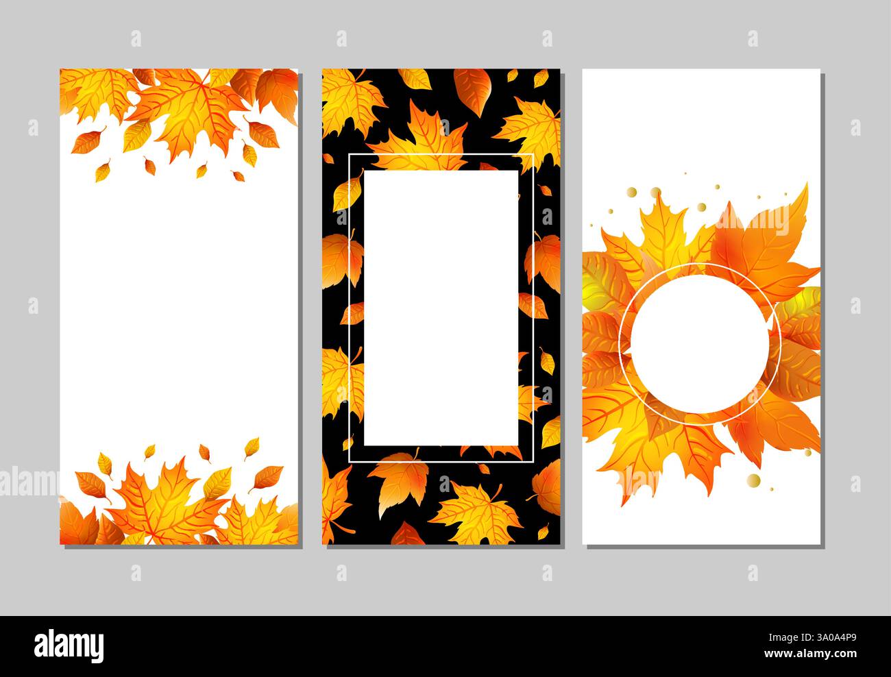 Set of Autumn flyer, greeting cards template with place for text ...