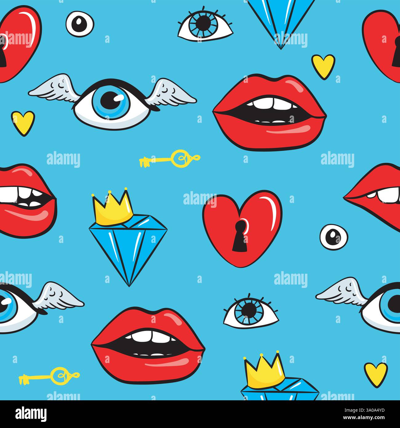 Fashion patch badges with lips, seyes, diamonds and other elements ...