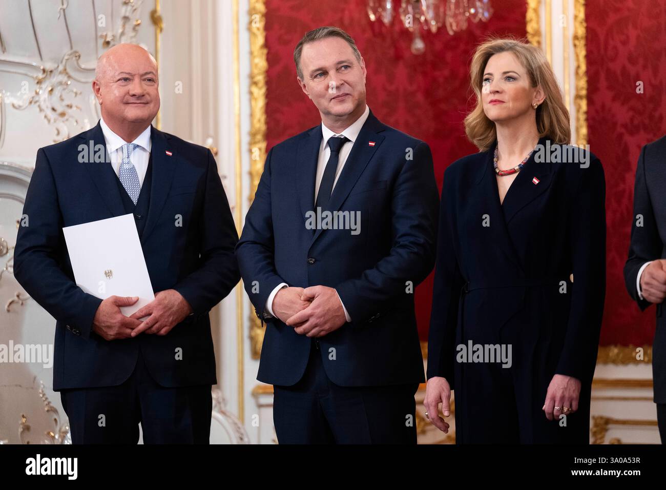 Chancellor Christian Stocker, left, Vice Chancellor Andreas Babler ...