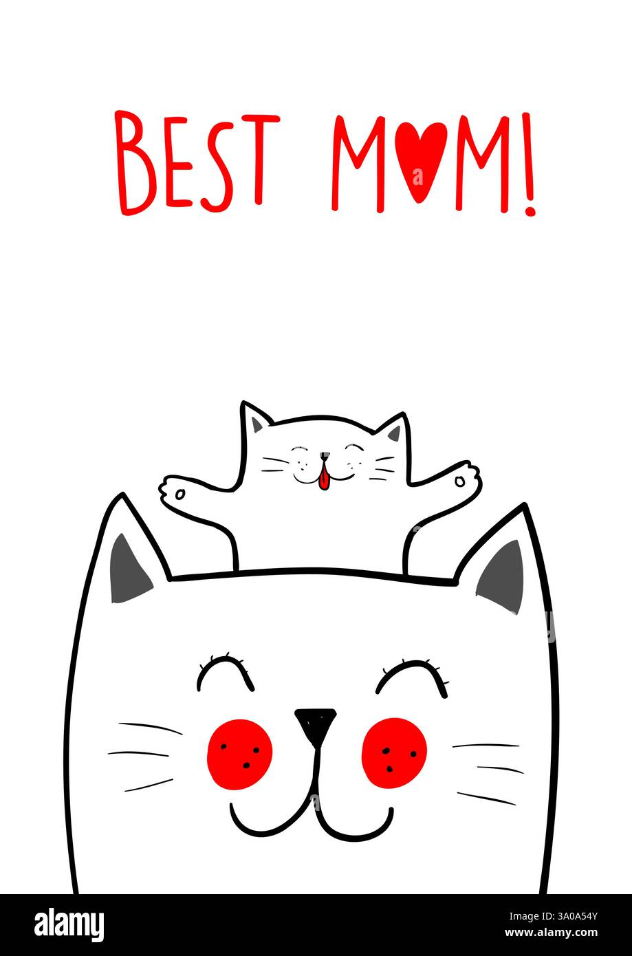 Best mom Mothers day greeting card with cats. Vector illustration Stock ...