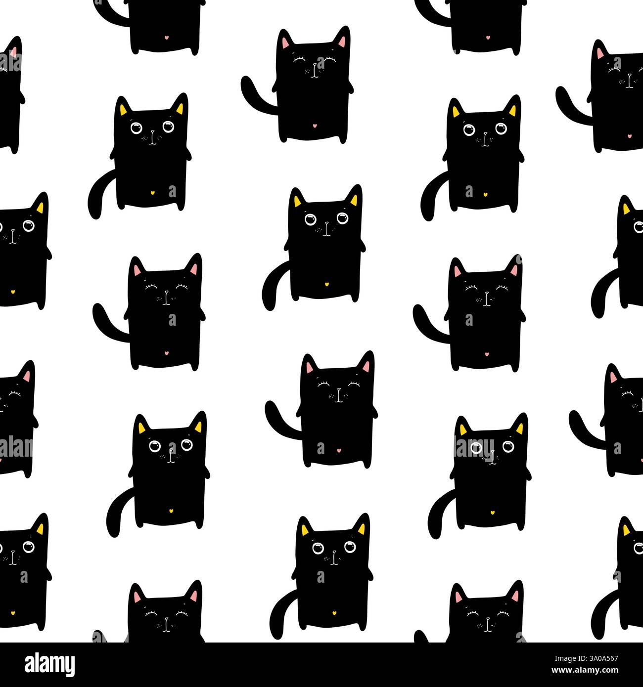 Smile cute cat seamless Cut Out Stock Images & Pictures - Alamy