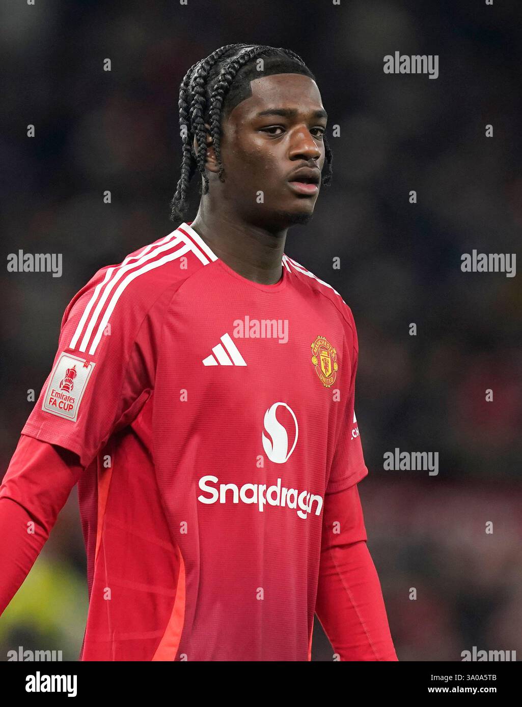 Manchester, UK. 2nd Mar, 2025. Ayden Heaven of Manchester United during ...