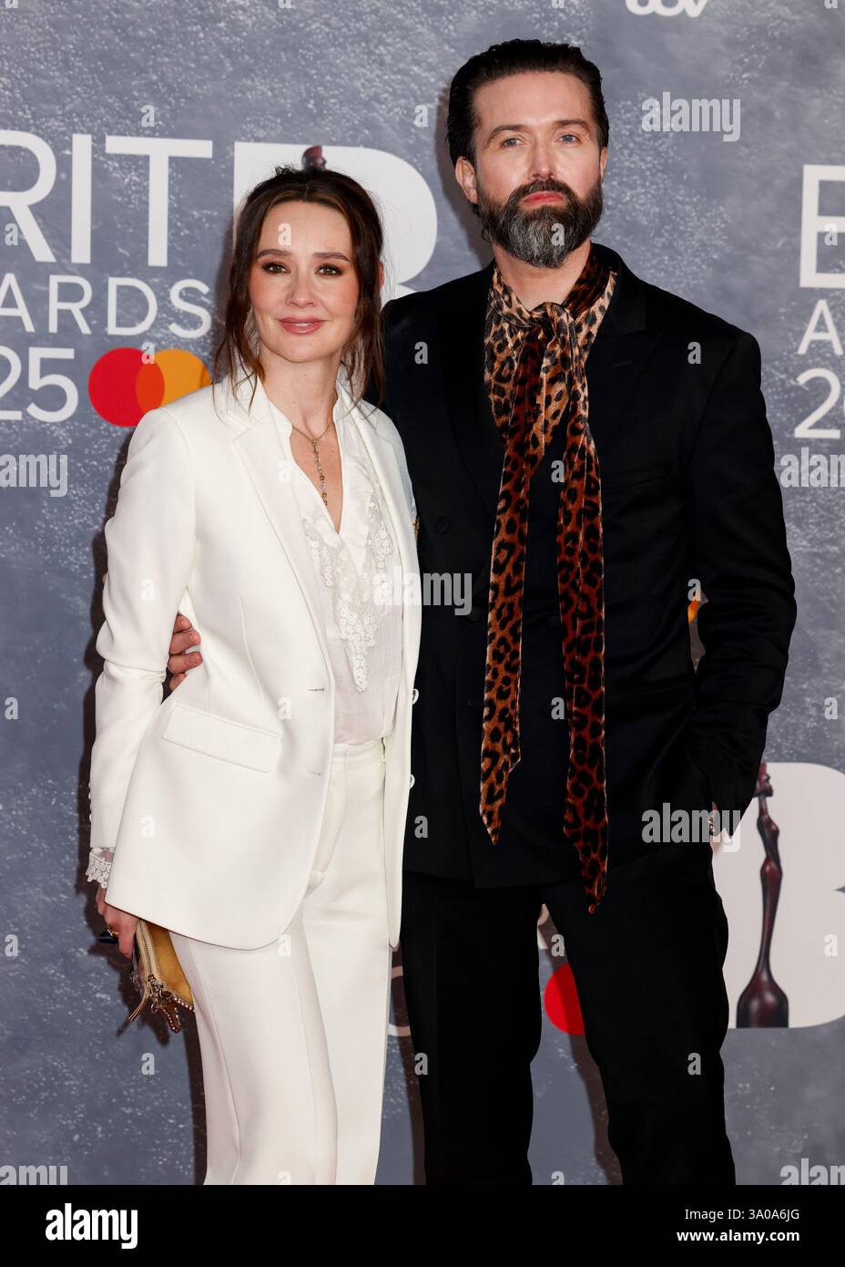 Claire Cooper and Emmett J. Scanlan attend The BRIT Awards 2025 at The ...