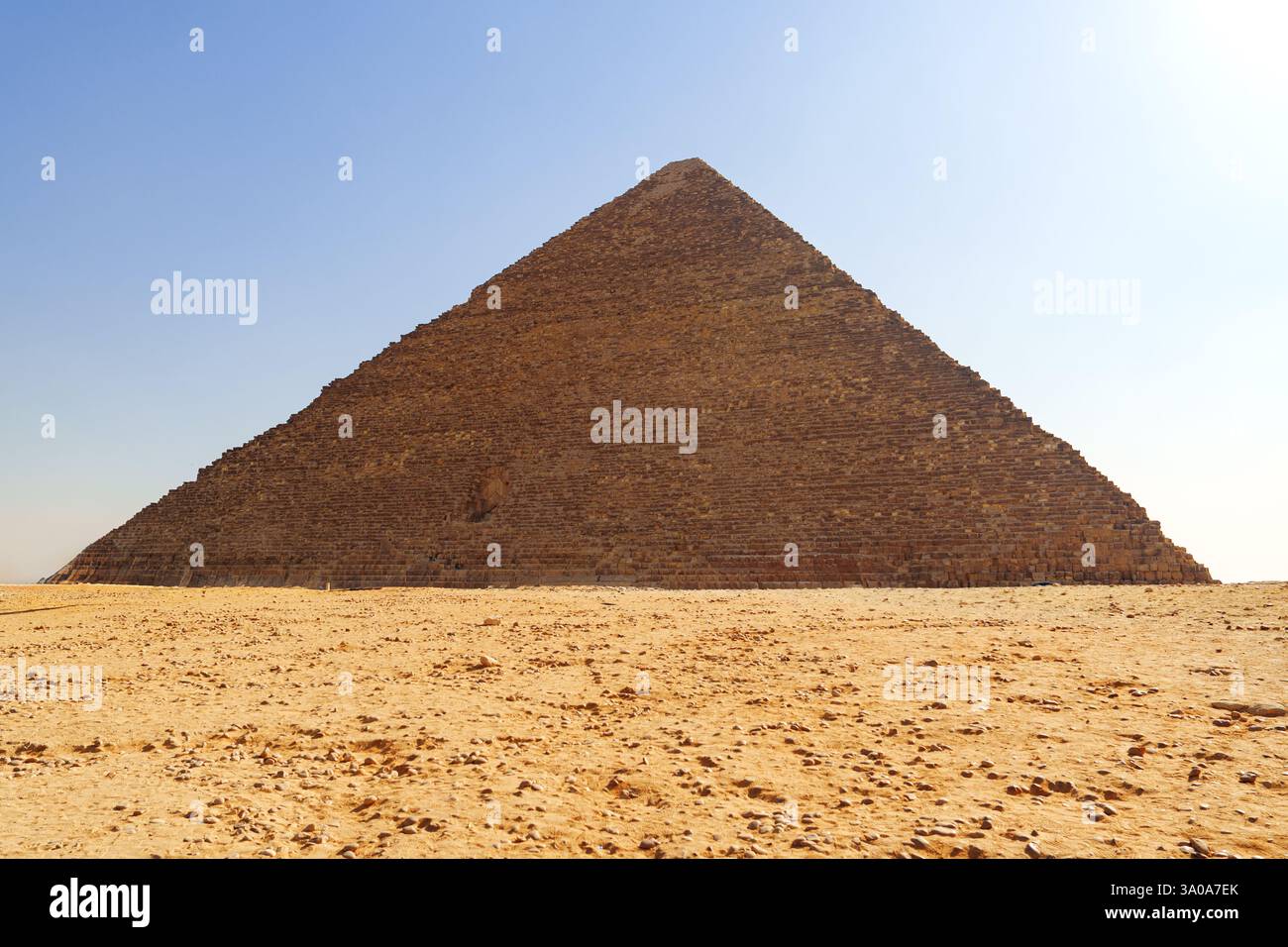 Majestic view of the Great Pyramid of Giza under a clear blue sky ...