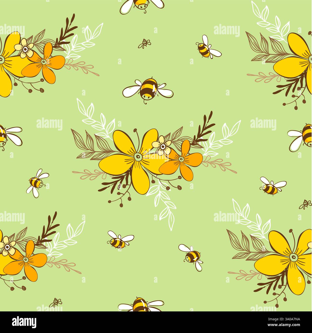 Cute seamless pattern with flying bees. Vector illustration Stock Vector Image & Art - Alamy
