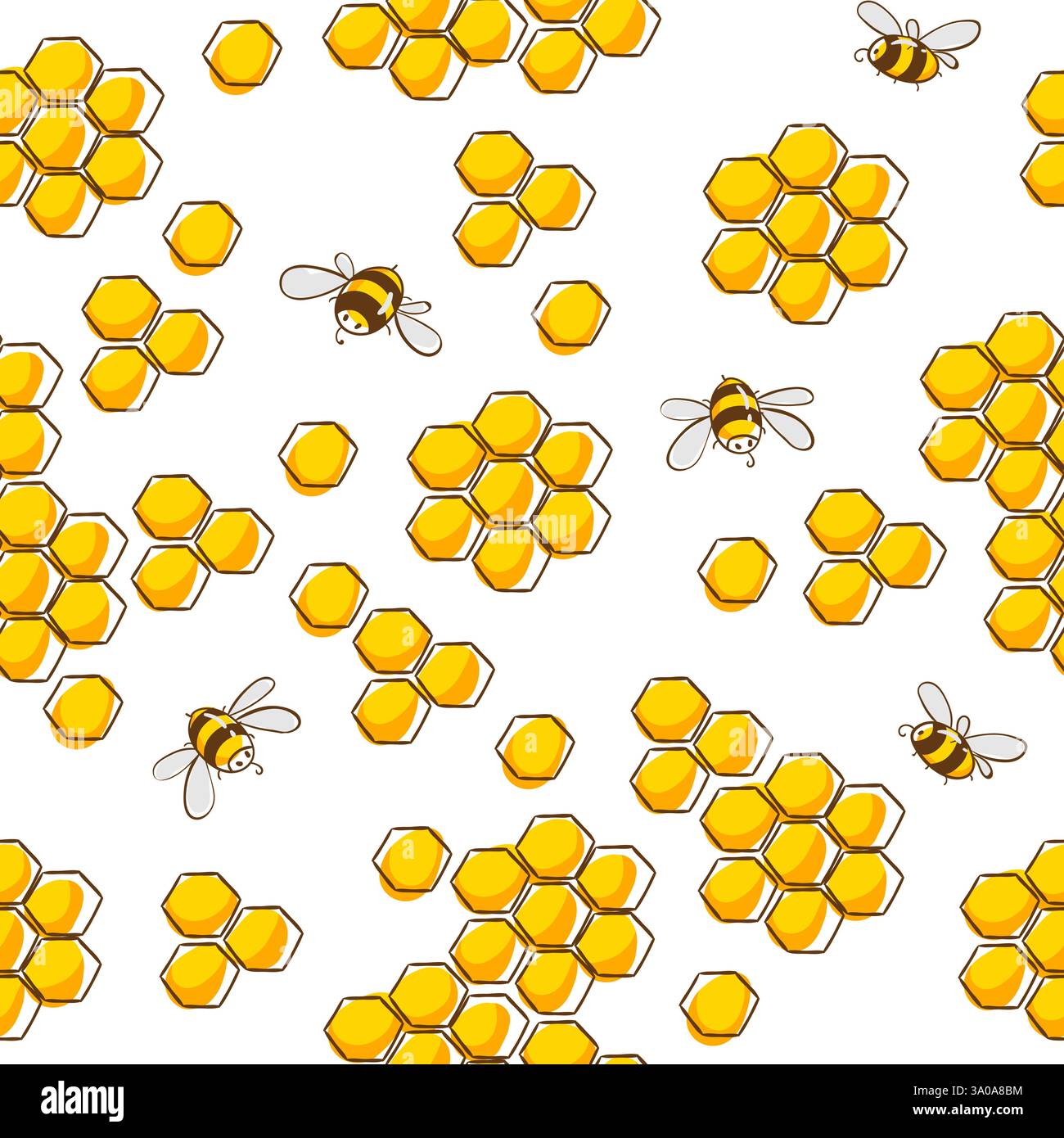 Cute seamless pattern with flying bees. Vector illustration Stock ...