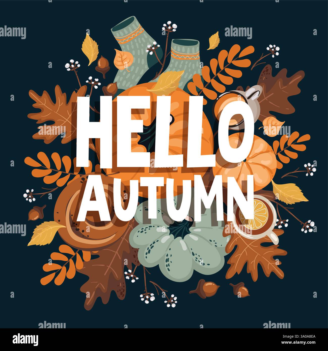 Hello autumn lettering elements hi-res stock photography and images - Alamy