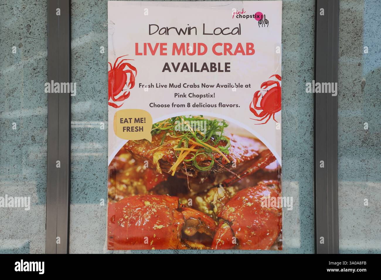 Live mud crab for sale at a restaurant at Darwin Waterfront Precinct ...