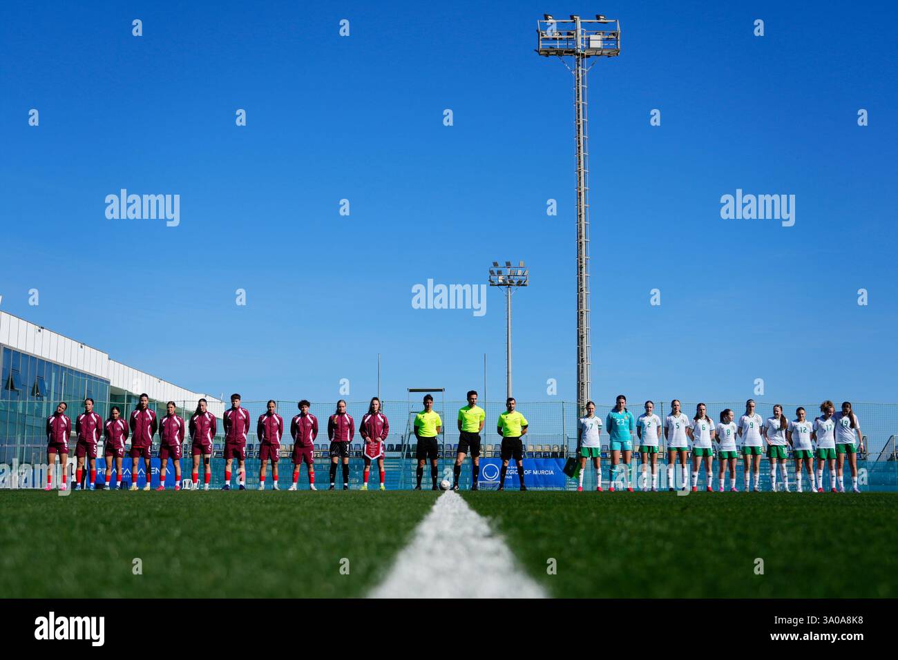 Spain, Murcia, February 27th 2025: Both teams pose before the ...