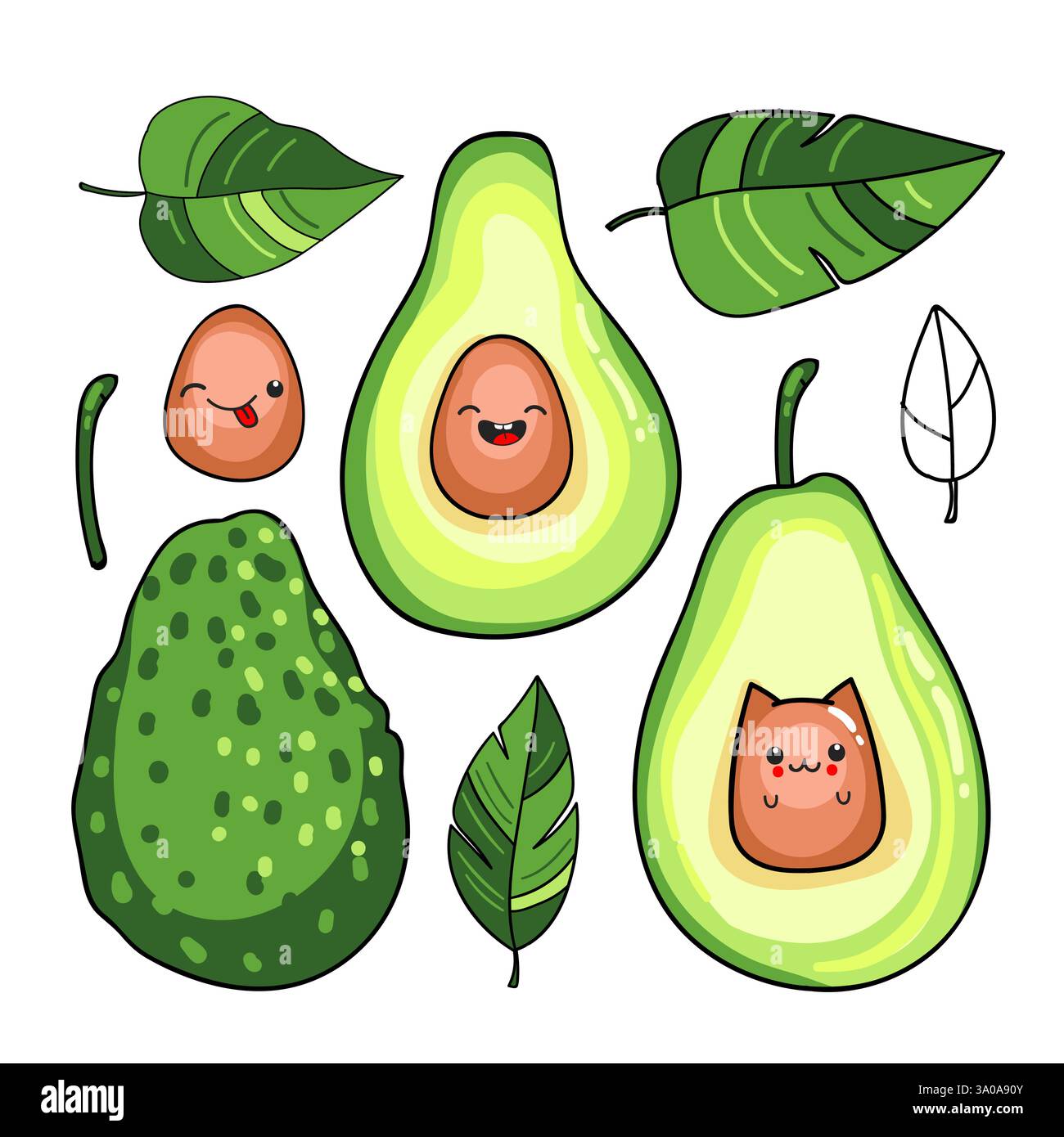 Cartoon style half avocado Stock Vector Images - Alamy