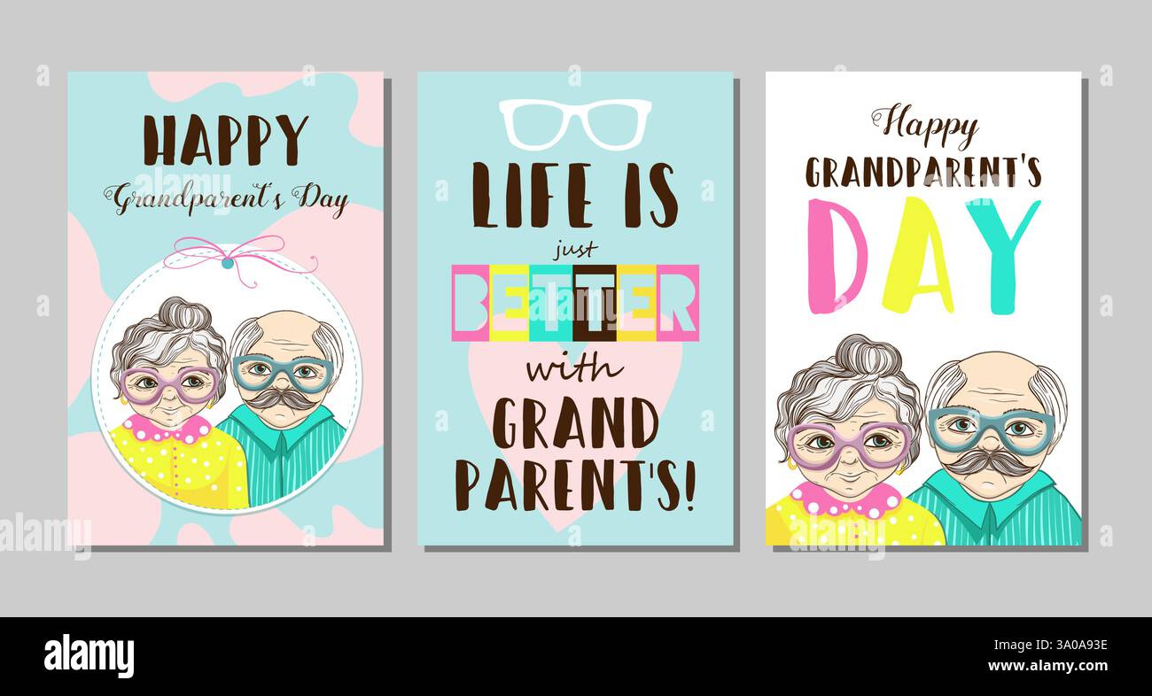Set of cards Happy Grandparents day Stock Vector Image & Art - Alamy