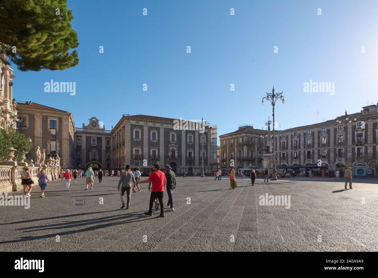 Catania, Italy, March 3, 2025: Catania square packed with tourists and ...