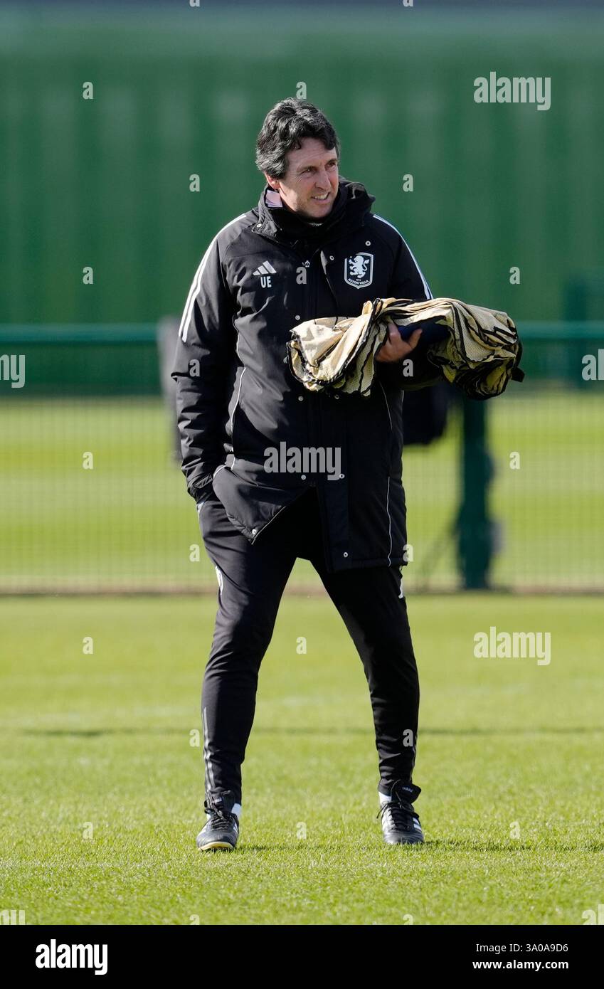 Aston Villa manager Unai Emery during a training session at Bodymoor ...