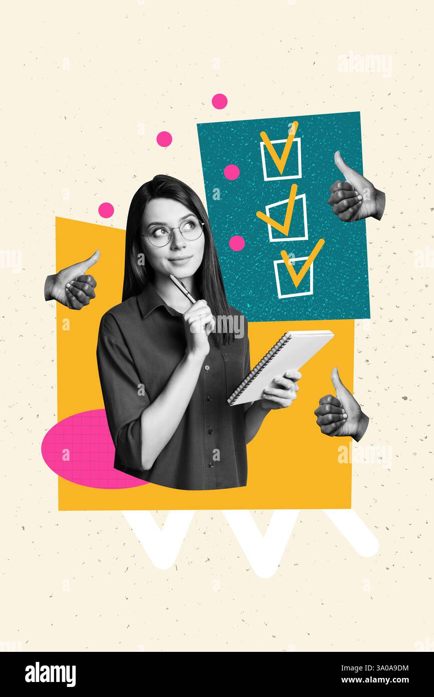 Composite artwork photo collage template sketch of manager professional ...