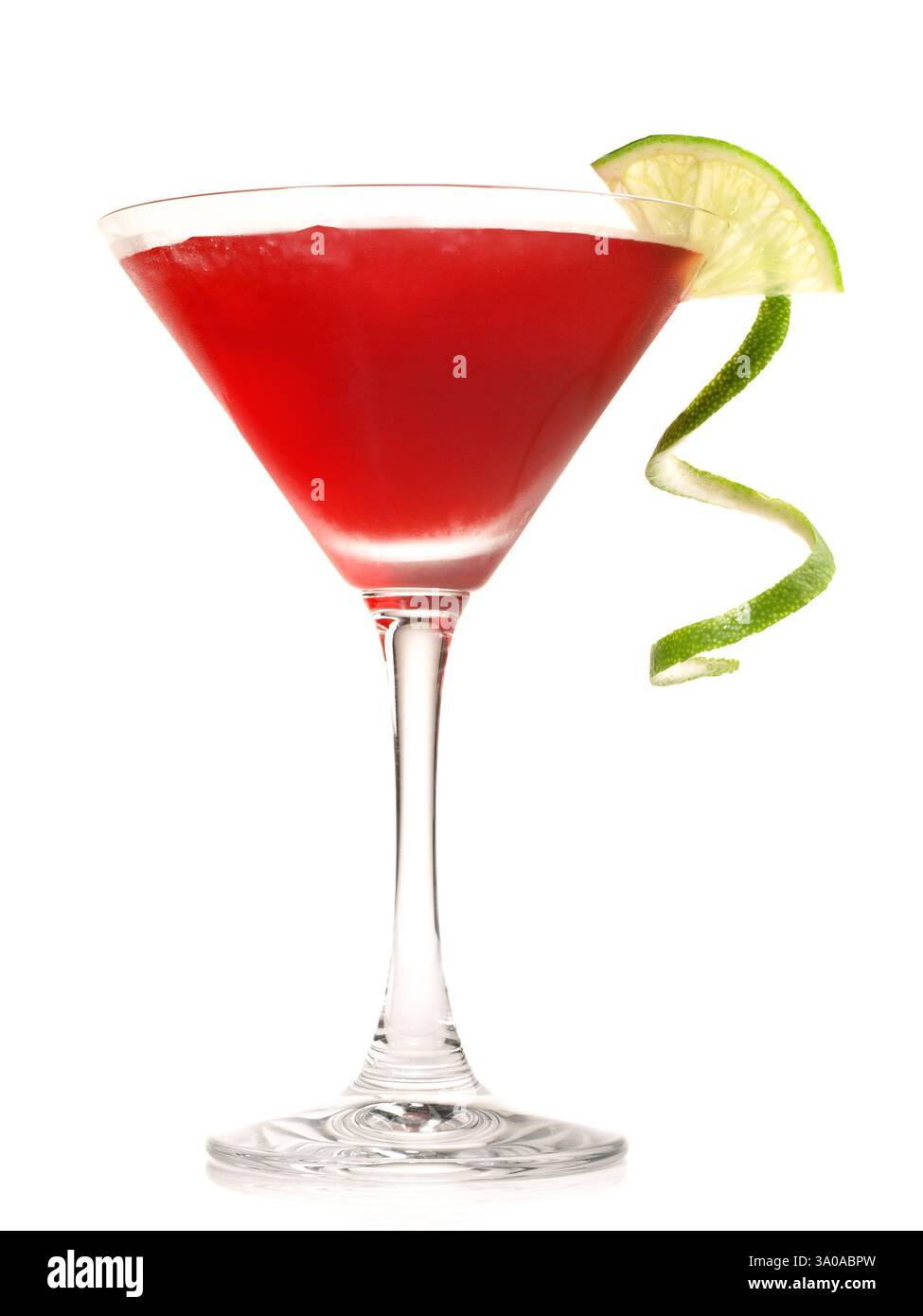 Cosmopolitan Cocktail with Lime Twist on white Background Stock Photo ...
