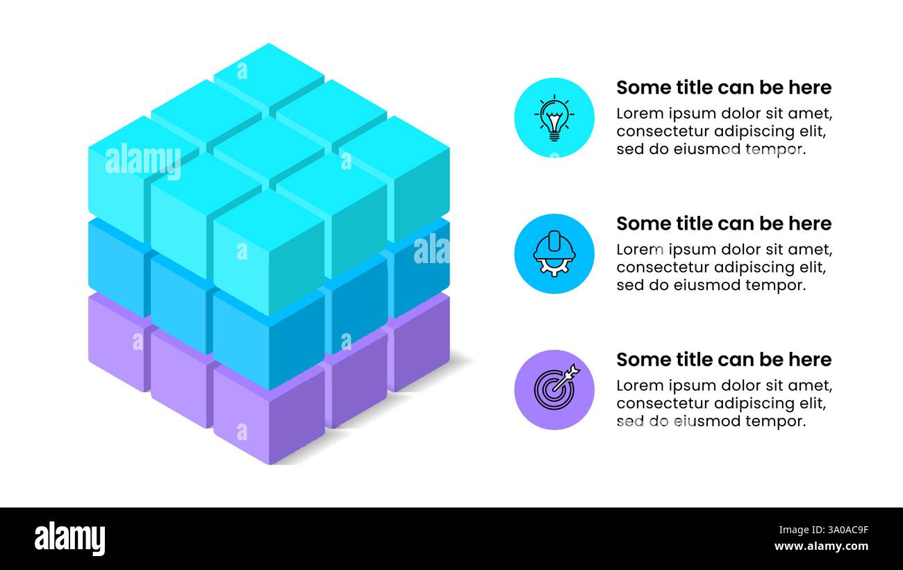 Infographic template with icons and 3 options or steps. Isometric cube ...