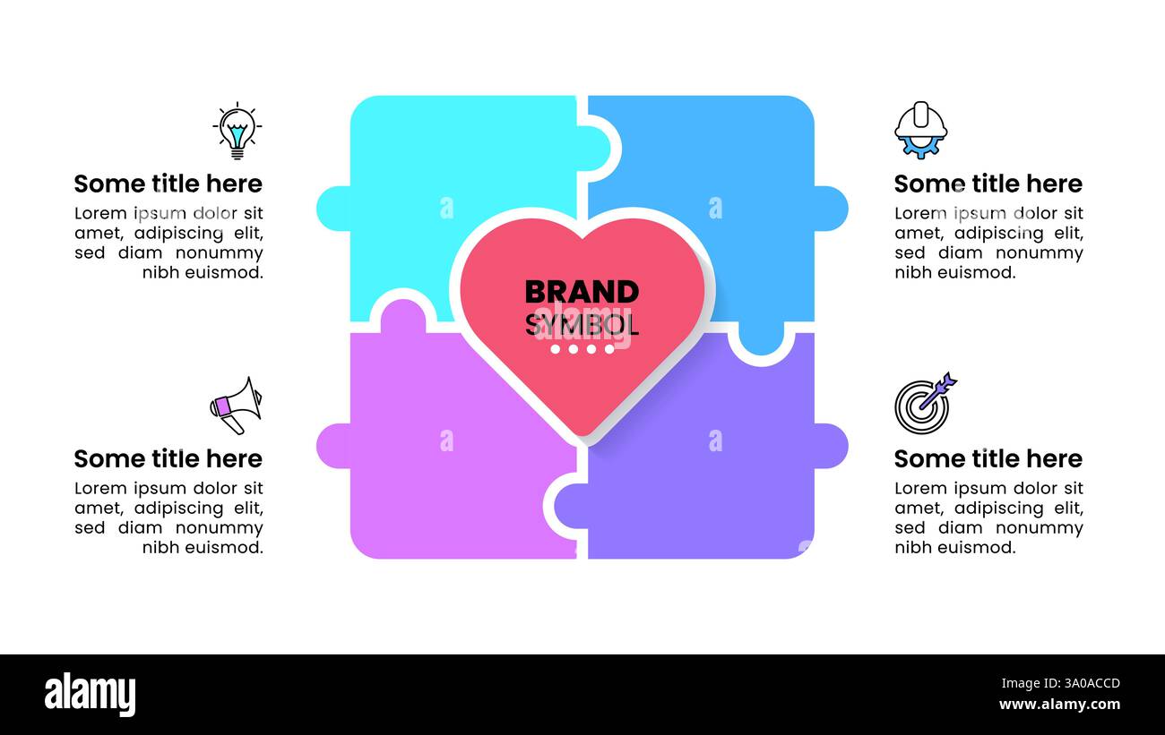 Infographic template with icons and 4 options or steps. Puzzle. Can be ...