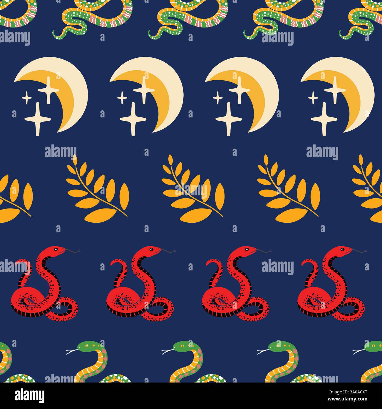 Snakes design background, seamless pattern on dark blue Stock Vector ...