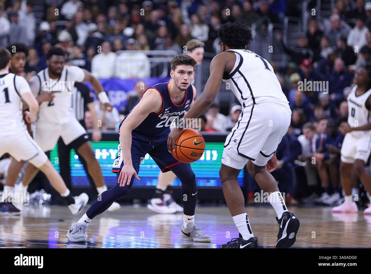 PROVIDENCE, RI - MARCH 01: UConn Huskies guard Aidan Mahaney (20 ...