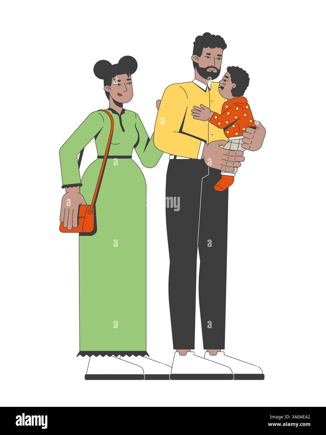 Loving african american family bonding moment 2D cartoon characters ...