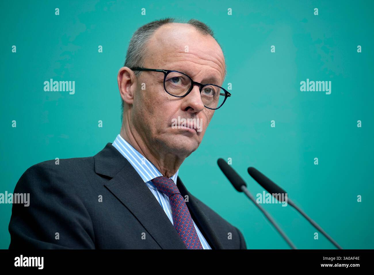 Friedrich Merz, leader of the Christian Democratic Union (CDU), talks ...