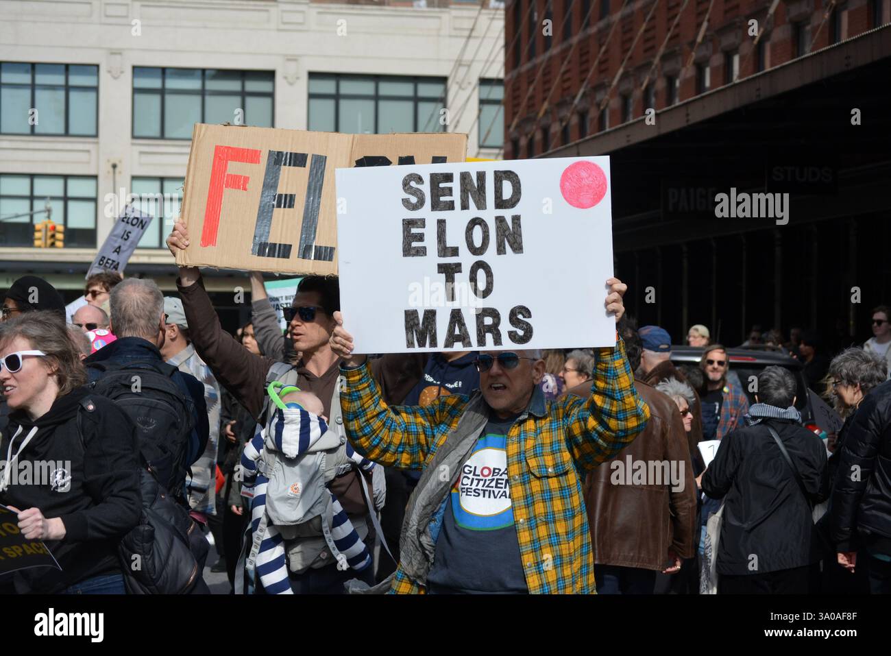 Protest against Elon Musk and DOGE cuts to government spending in front ...