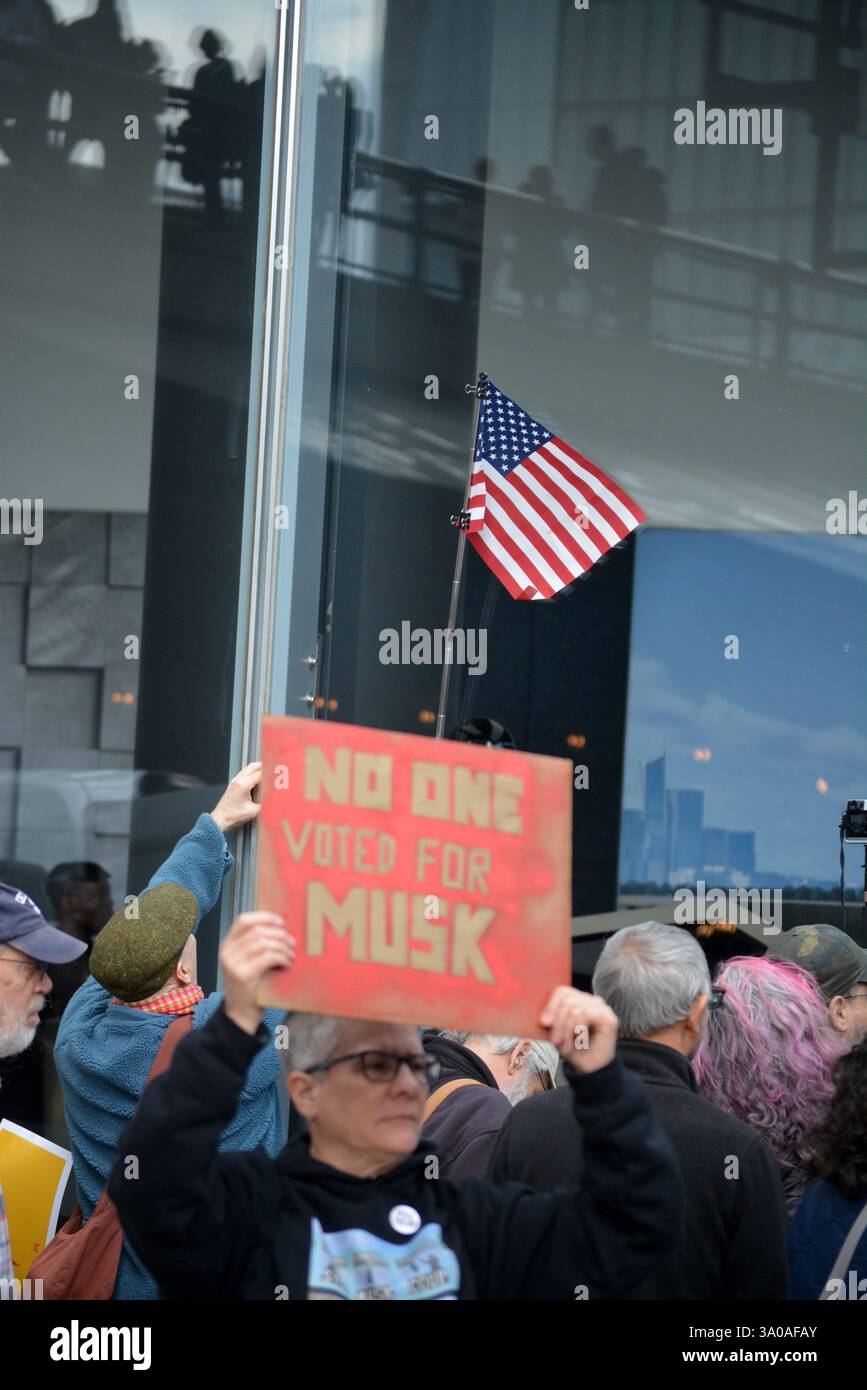 Protest against Elon Musk and DOGE cuts to government spending in front ...