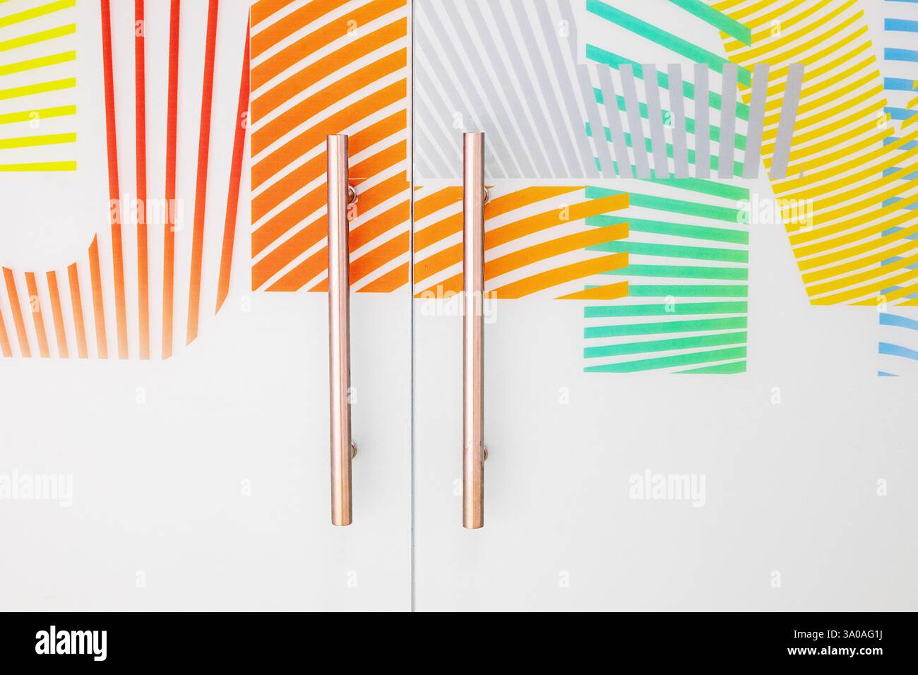 stylish door handles with multi-colored patterns Stock Photo - Alamy