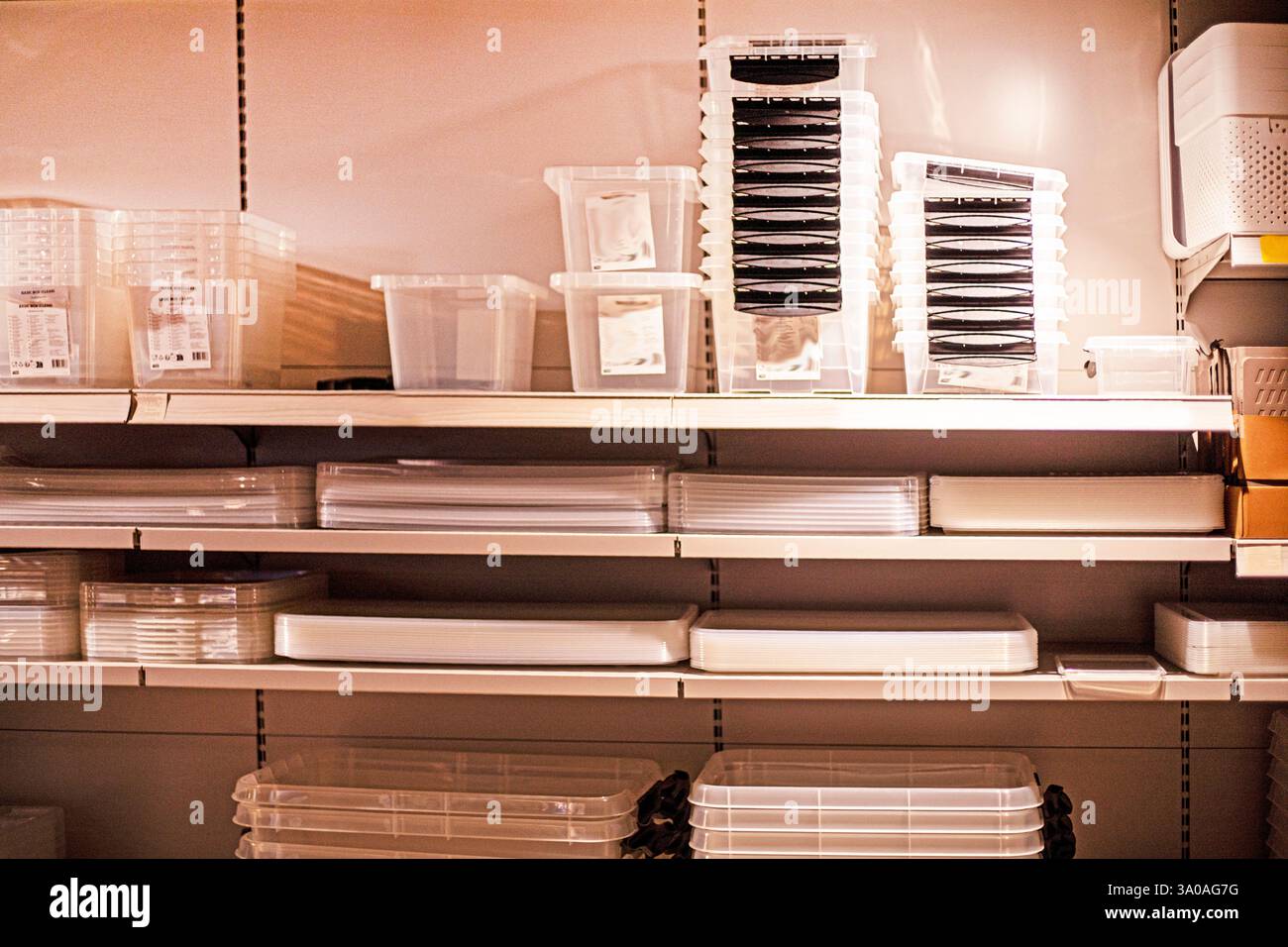 plastic containers for storing food and things Stock Photo - Alamy