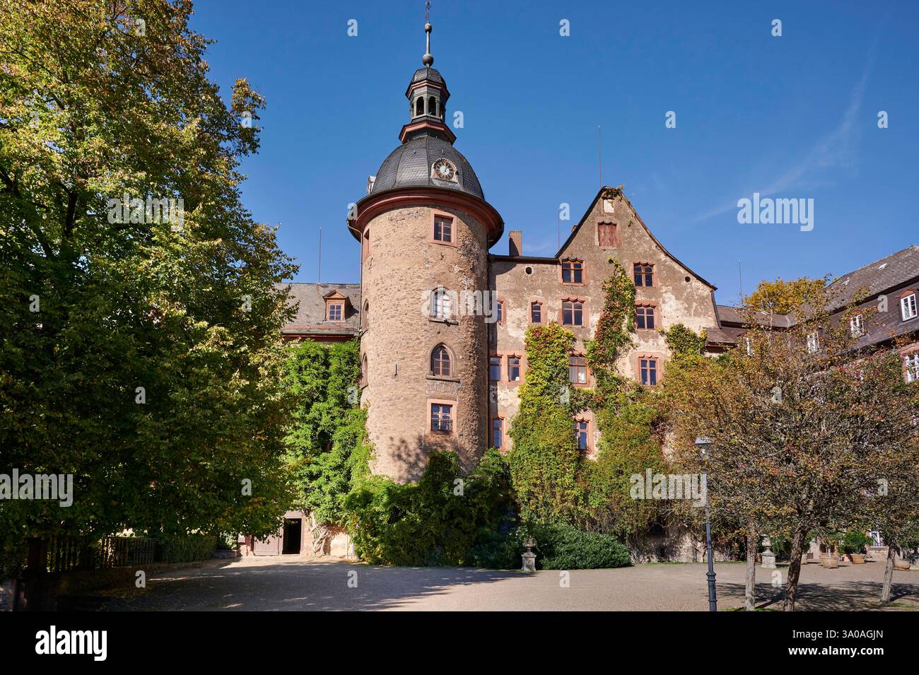 Sehenswürdigkeit, Schloss Laubach bei sonnigem Herbstwetter, erbaut im ...