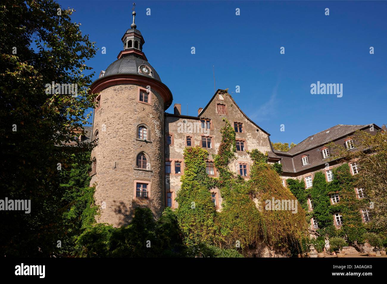 Sehenswürdigkeit, Schloss Laubach bei sonnigem Herbstwetter, erbaut im ...
