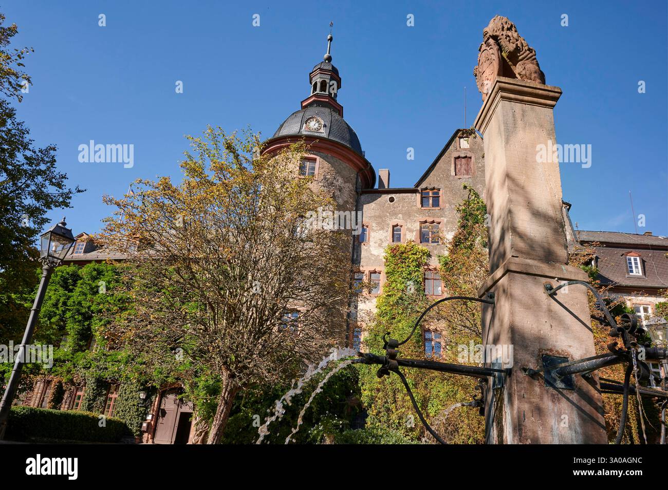 Sehenswürdigkeit, Schloss Laubach bei sonnigem Herbstwetter, erbaut im ...