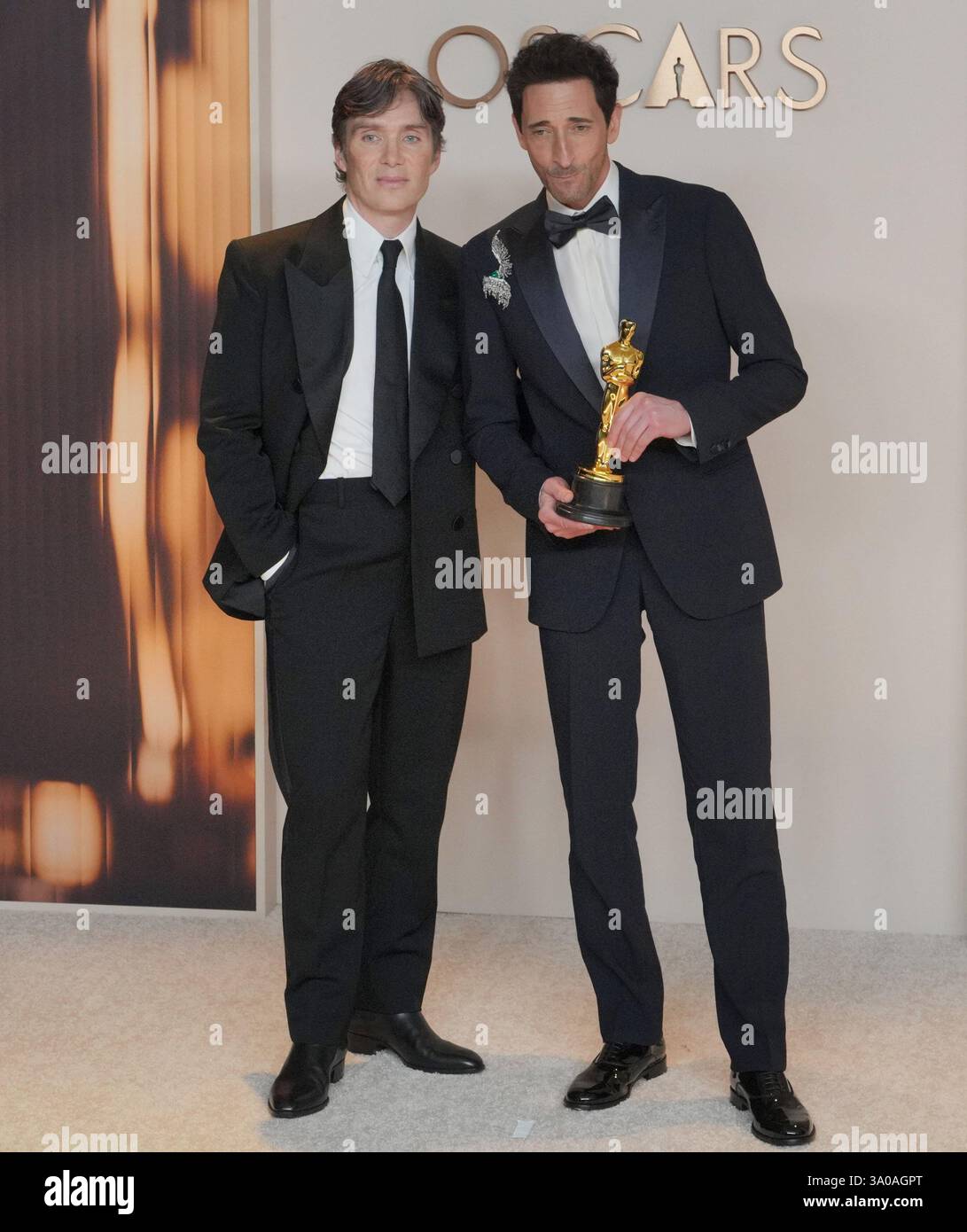 (L-R) Cillian Murphy andAdrien Brody, winner of the Best Actor in a Leading Role for “The ...