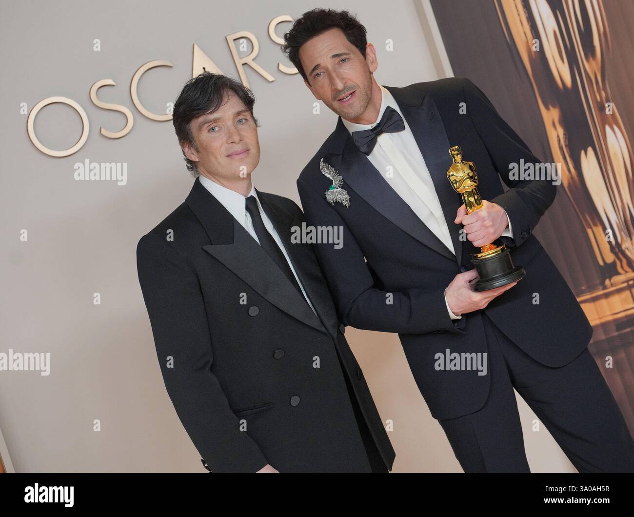 (L-R) Cillian Murphy andAdrien Brody, winner of the Best Actor in a Leading Role for “The ...