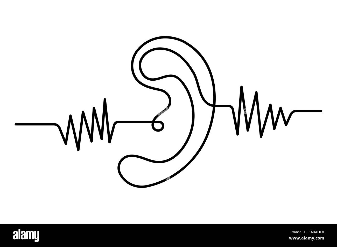 Human ear continuous one line drawing and minimalist outline vector ...