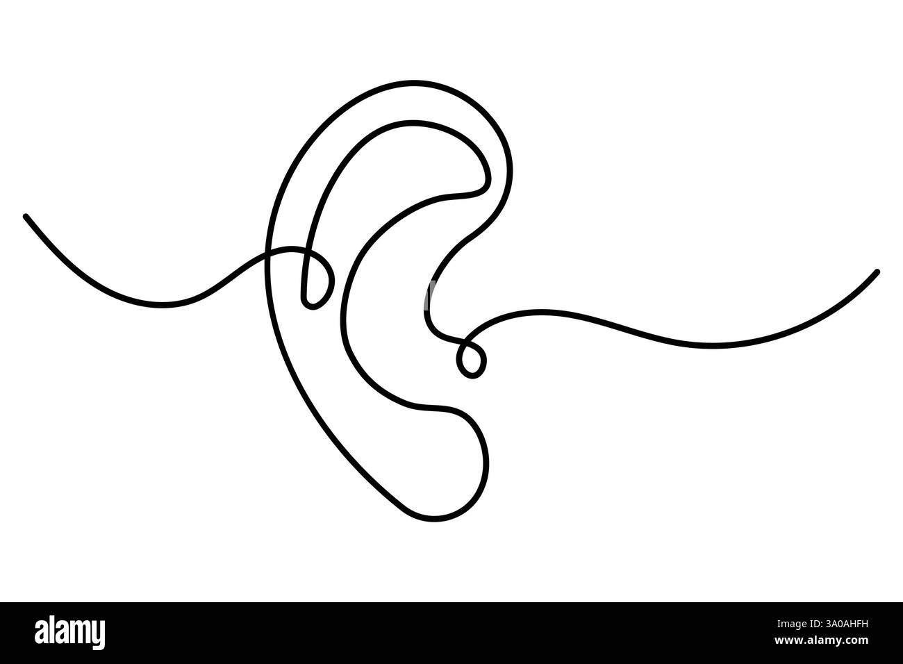 Human ear continuous one line drawing and minimalist outline vector ...