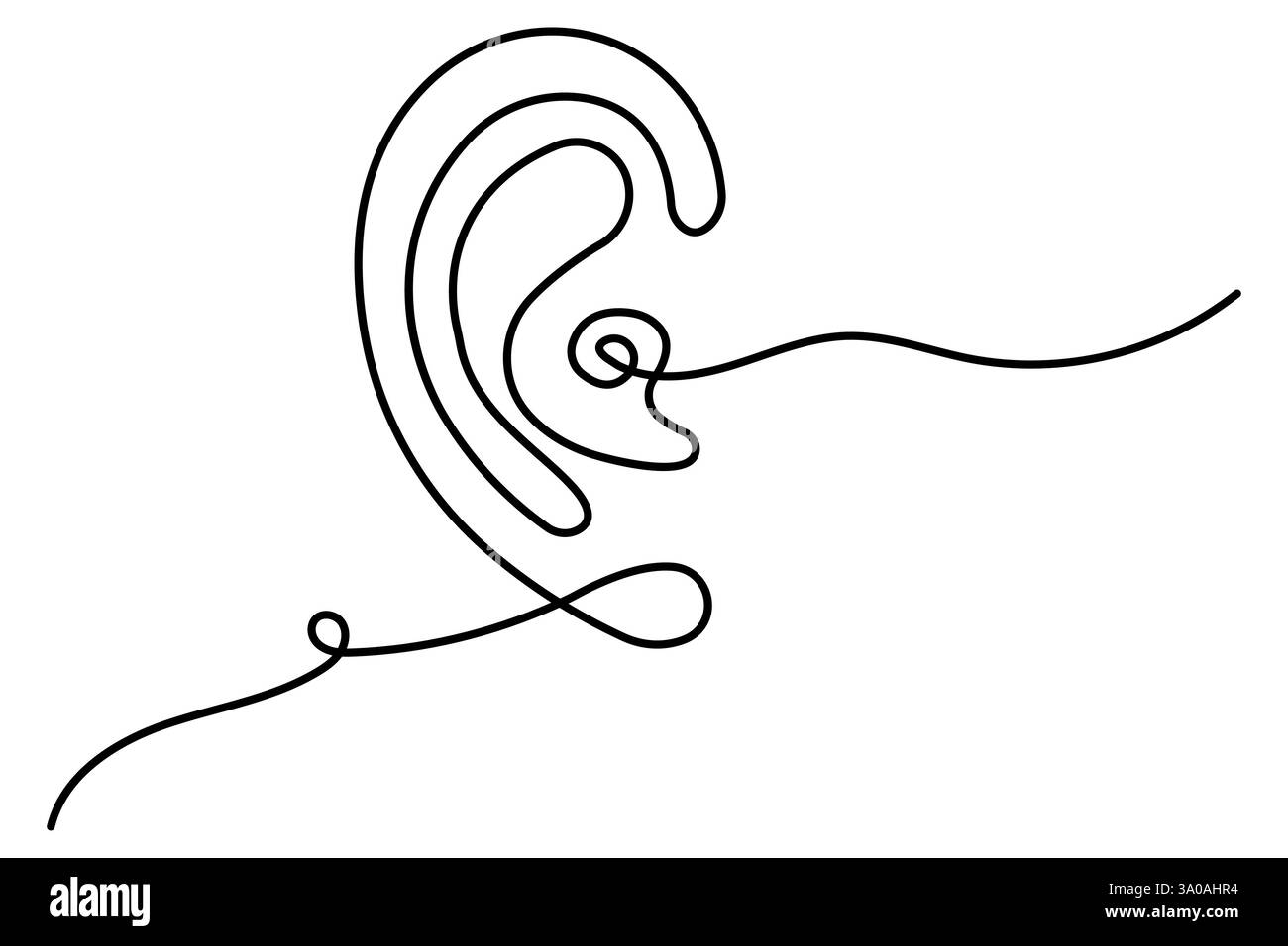 Human ear continuous one line drawing and minimalist outline vector ...
