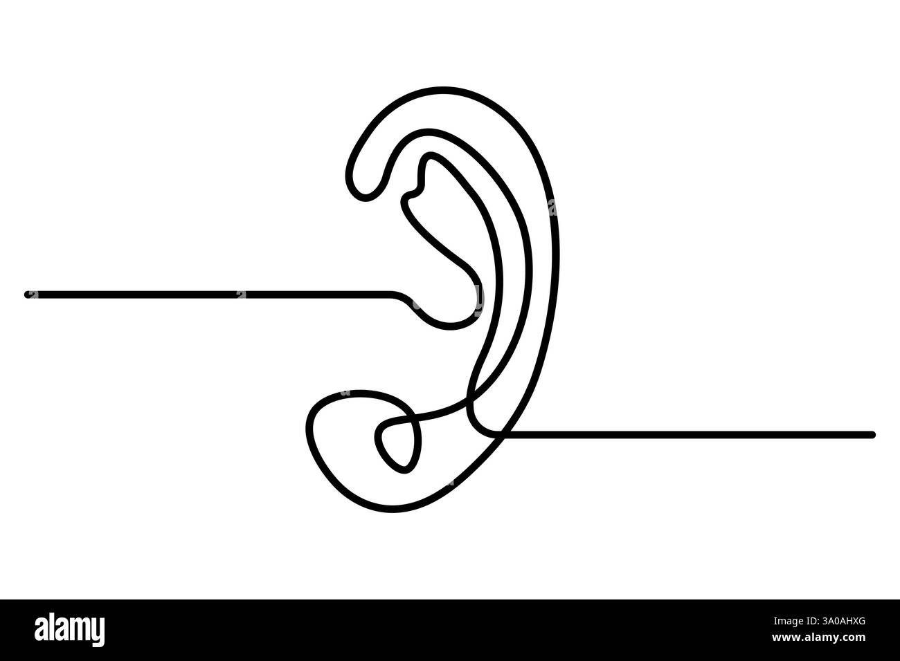 Human ear continuous one line drawing and minimalist outline vector icon Stock Vector Image ...
