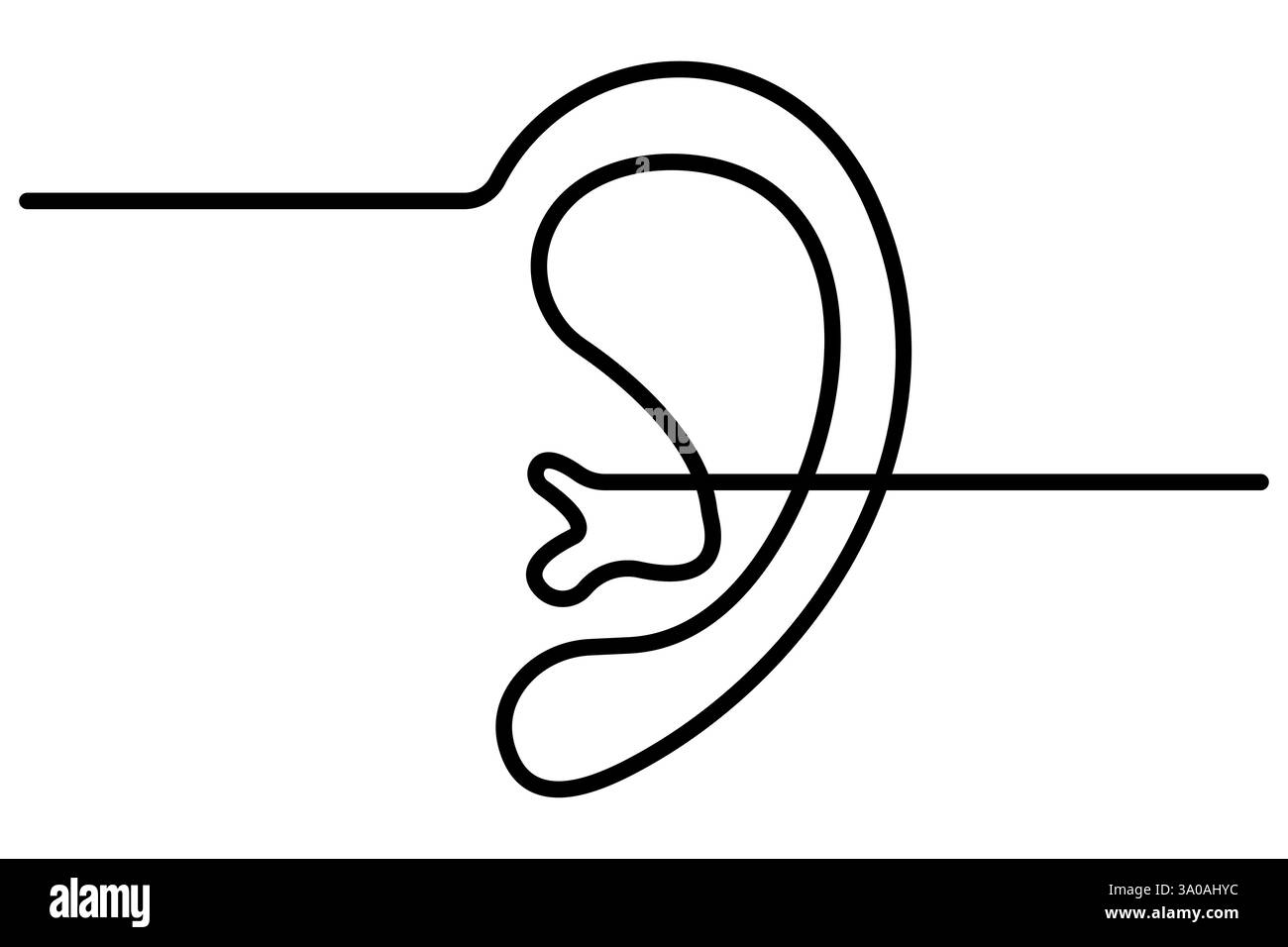 Human ear continuous one line drawing and minimalist outline vector icon Stock Vector Image ...