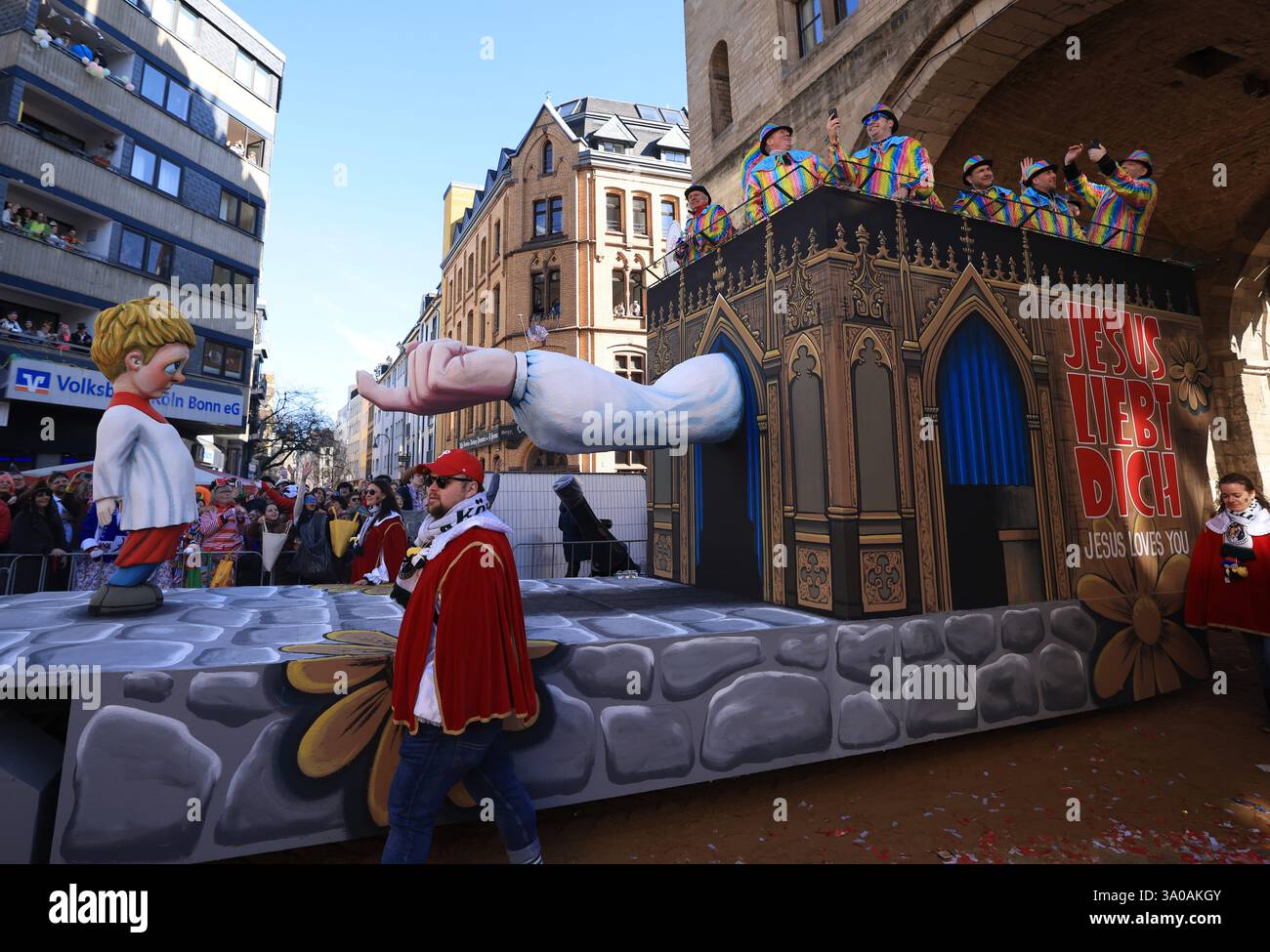 Cologne, Germany. 03rd Mar, 2025. A float on the subject of abuse ...