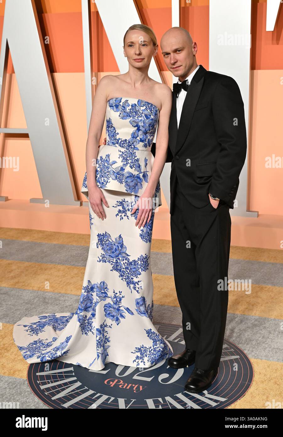 Anna Borisova and Yuriy Borisov arriving at the Vanity Fair Oscar Party ...