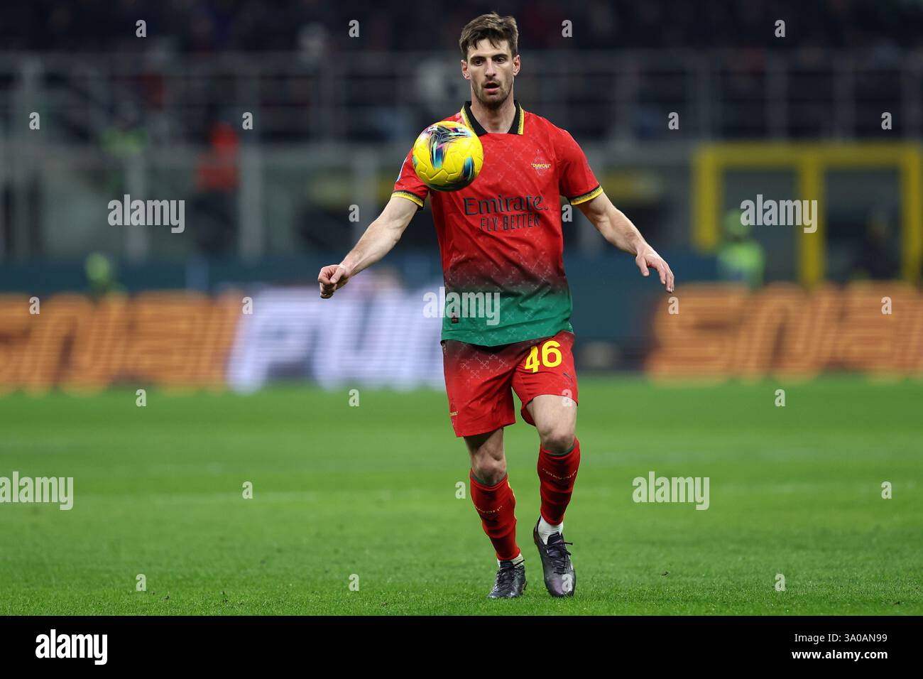 Matteo Gabbia of Ac Milan in action during the Serie A football match beetween Ac Milan and Ss ...