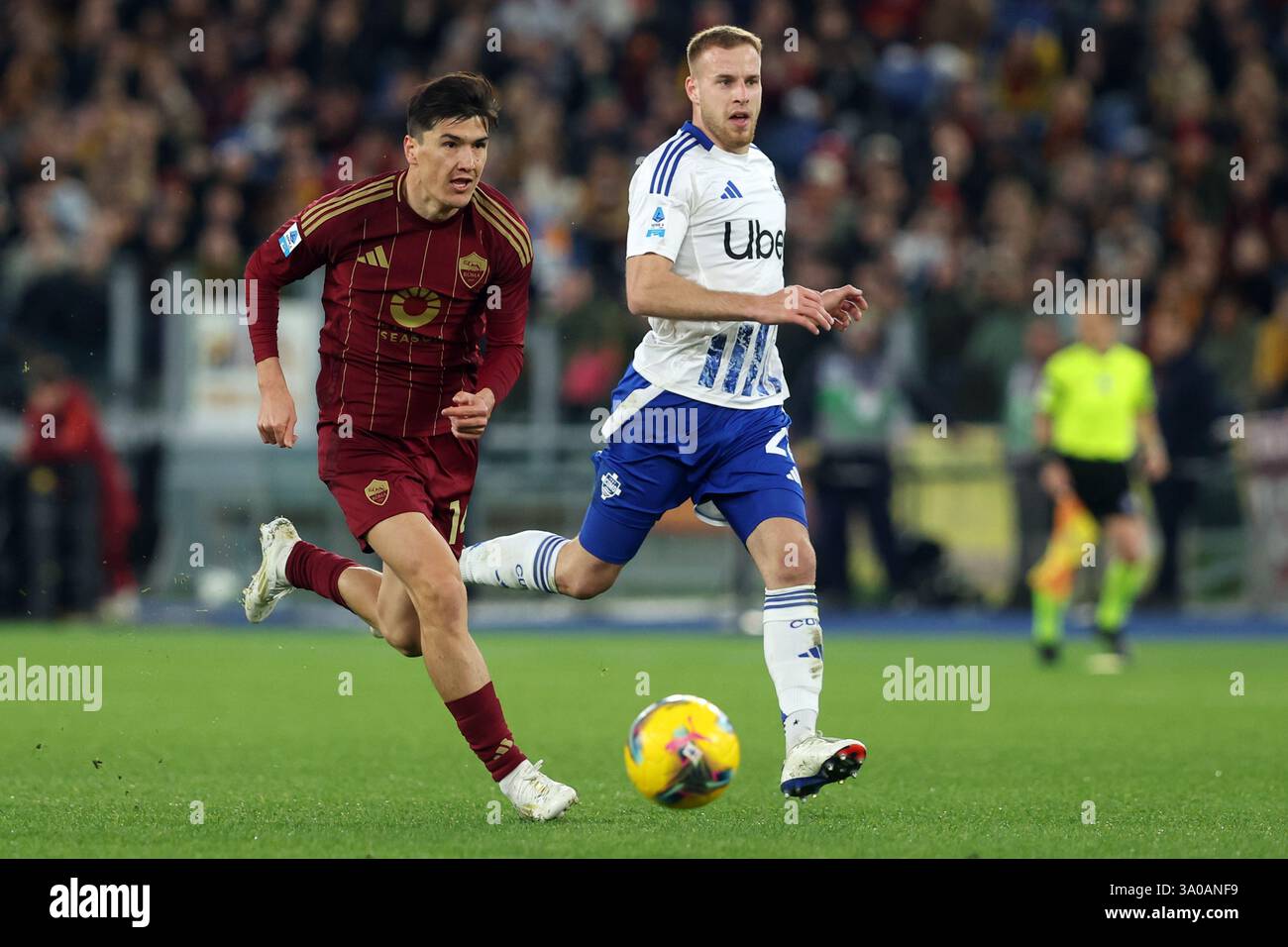 Rome, Italy 2.03.2025 : Eldor Shomurodov of Roma, Smolcic Ivan of Como ...