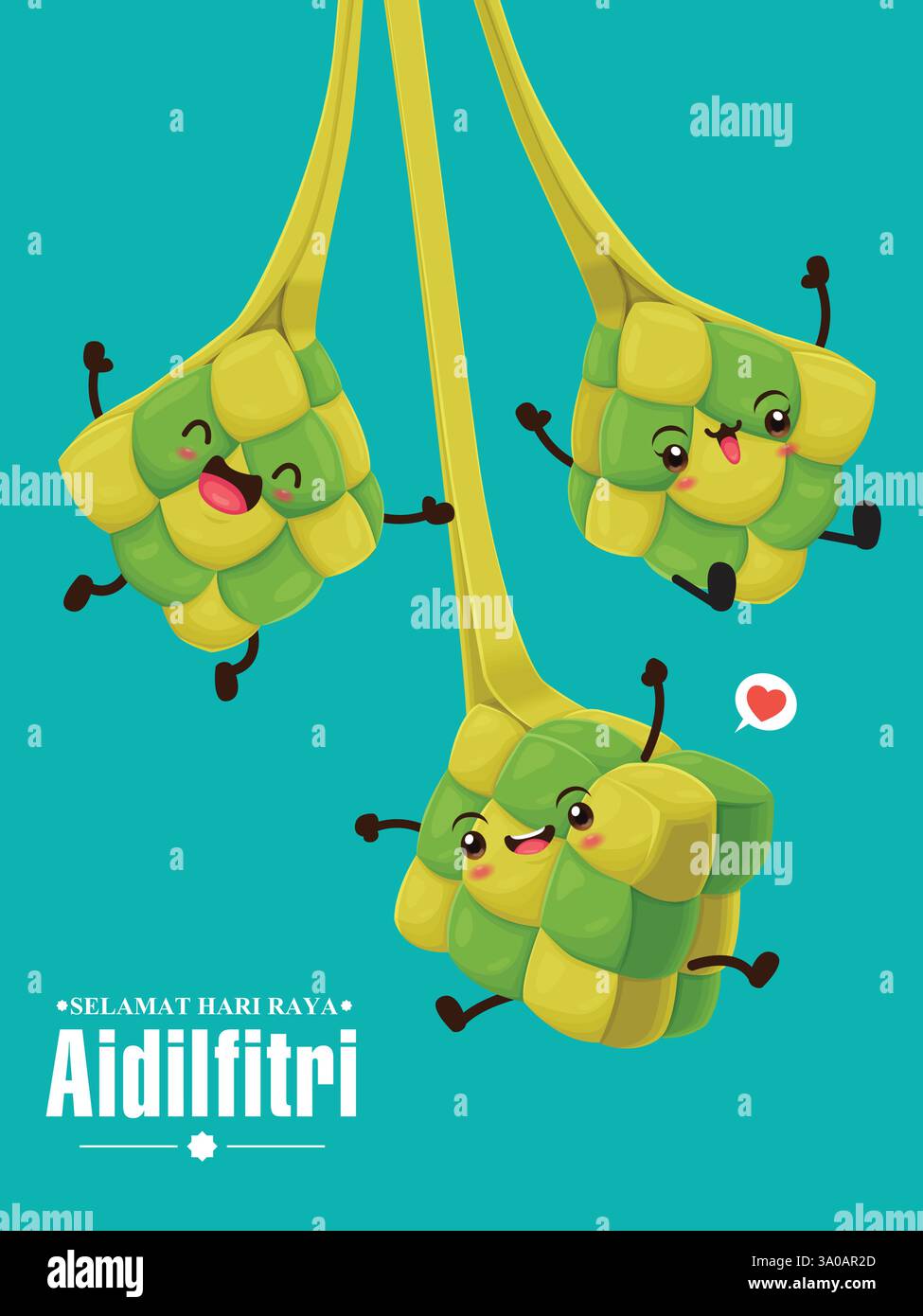 Hari Raya Aidilfitri background design with ketupat. Malay means ...