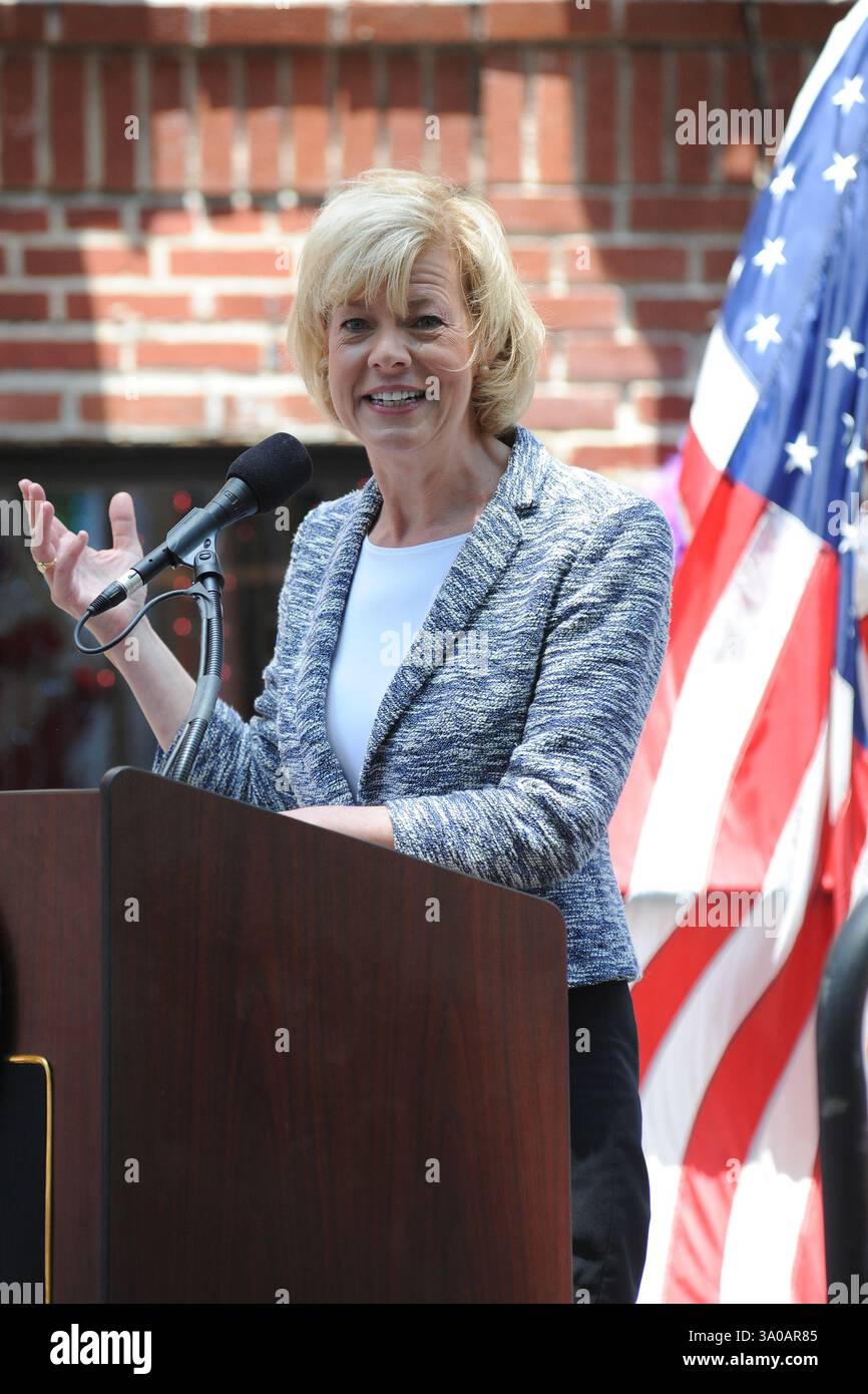 Former Wisconsin Senator Tammy Baldwin speaks at a dedication ceremony ...