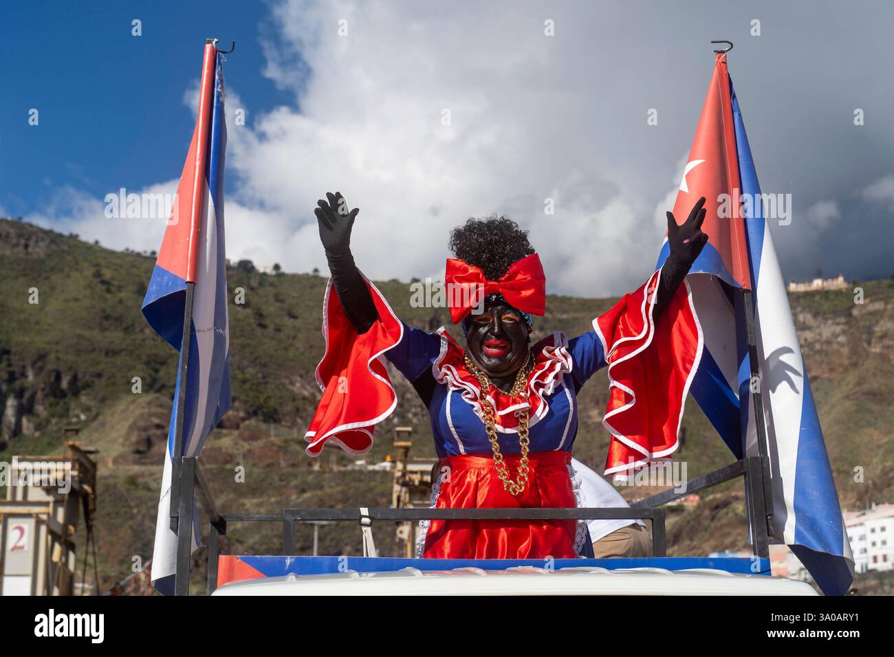 Man Dressed As la Negra Tomasa With His Face Painted Black During The man-dressed-as-la-negra-tomasa-with-his-face-painted-black-during-the