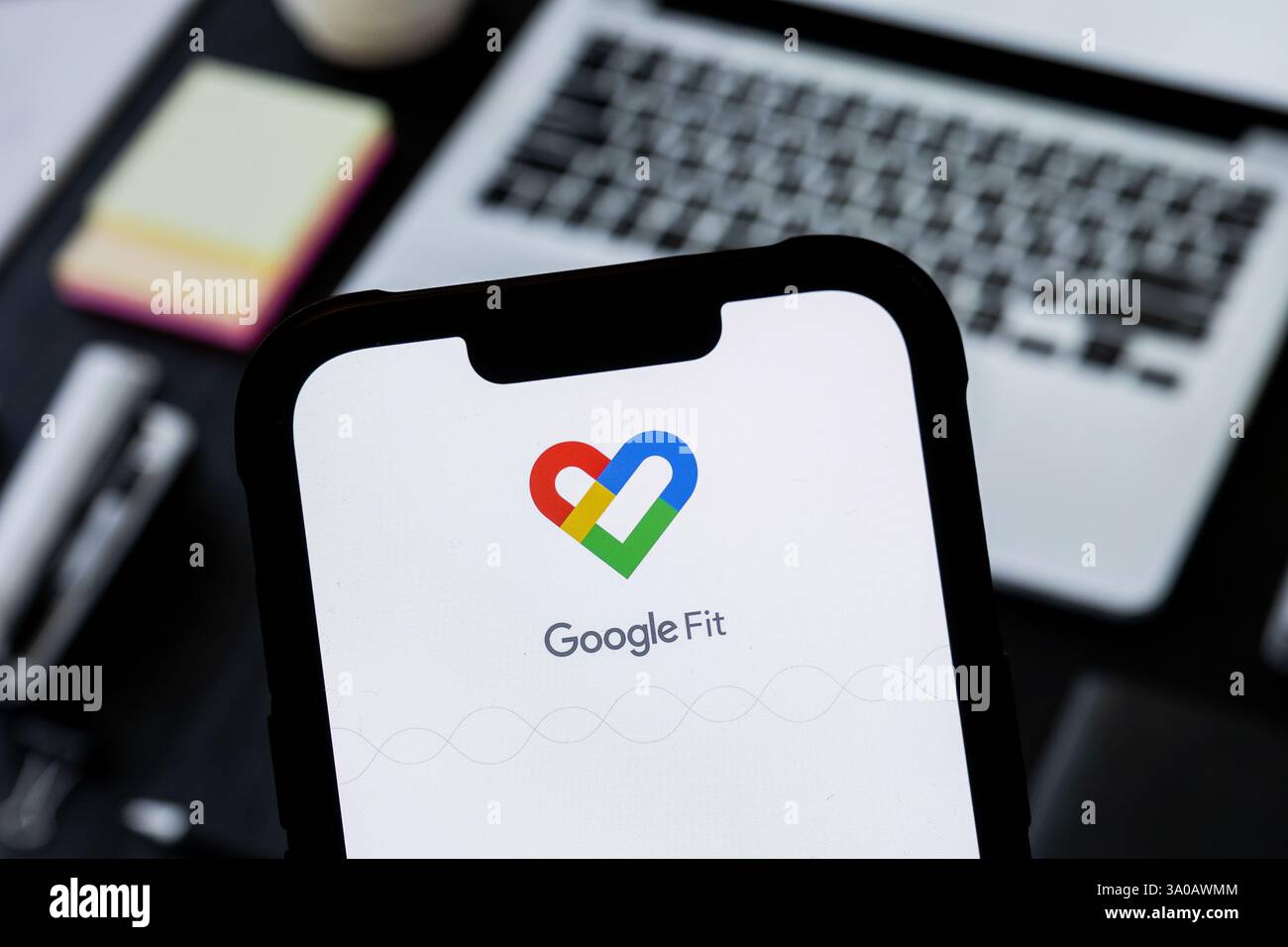 In this photo illustration, a Google Fit logo seen displayed on a ...